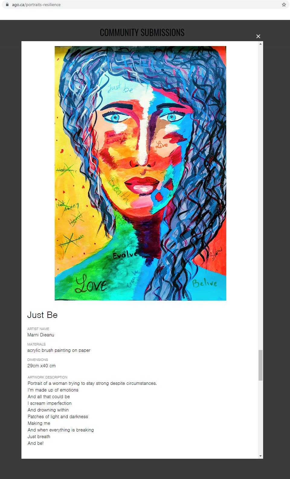 Visual Arts Samples – Marni D.